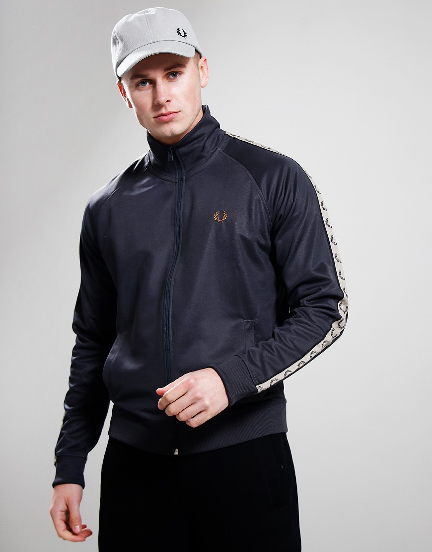 Fred Perry Contrast Tape Track Top Anchor Grey/Black - Terraces Menswear