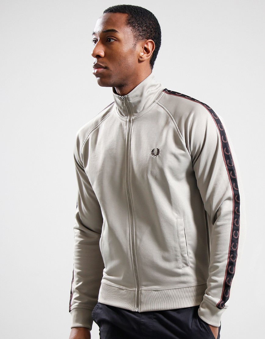 Fred Perry Contrast Tape Track Top Grey/Brick - Terraces Menswear