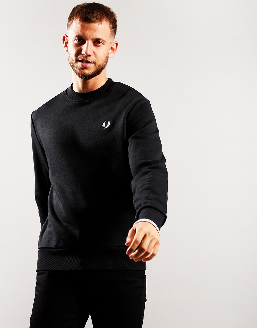 Fred Perry Crew Sweat Black - Terraces Menswear