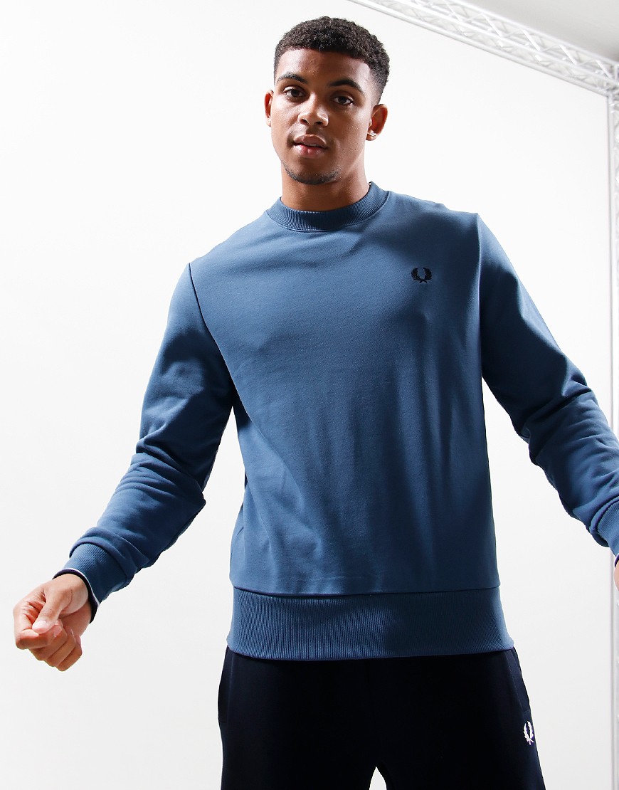 Fred Perry Crew Sweat Midnight Blue - Terraces Menswear