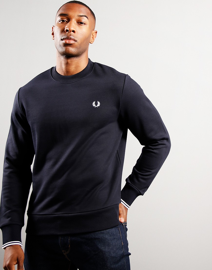 Fred Perry Crew Sweat Navy - Terraces Menswear
