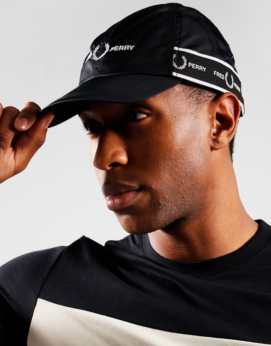Fred Perry Graphic Tape Cap Black - Terraces Menswear