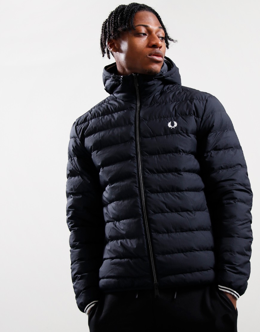 Fred Perry Hooded Insulated Jacket Black - Terraces Menswear