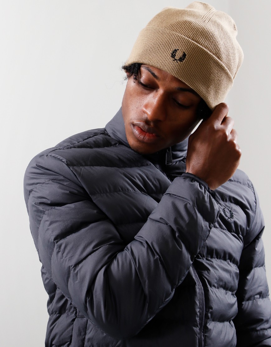 Fred Perry Merino Beanie Stone - Terraces Menswear