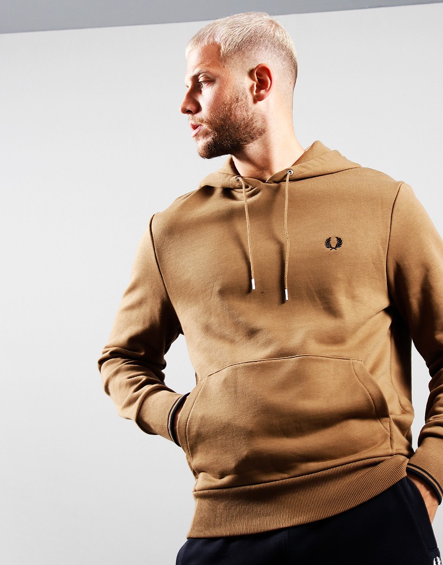 Fred Perry Tipped Hoodie Sweat Shaded Stone - Terraces Menswear