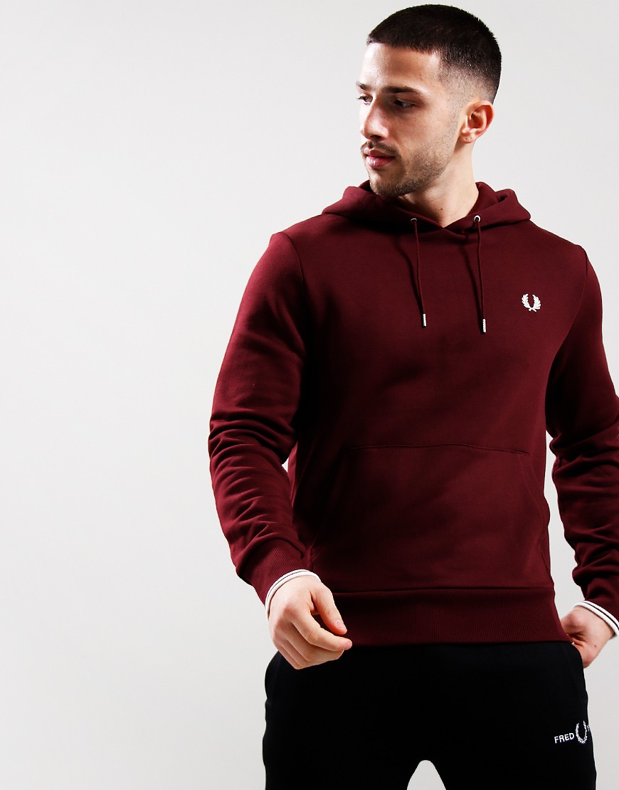 Fred Perry Tipped Hoodie Sweat Oxblood - Terraces Menswear