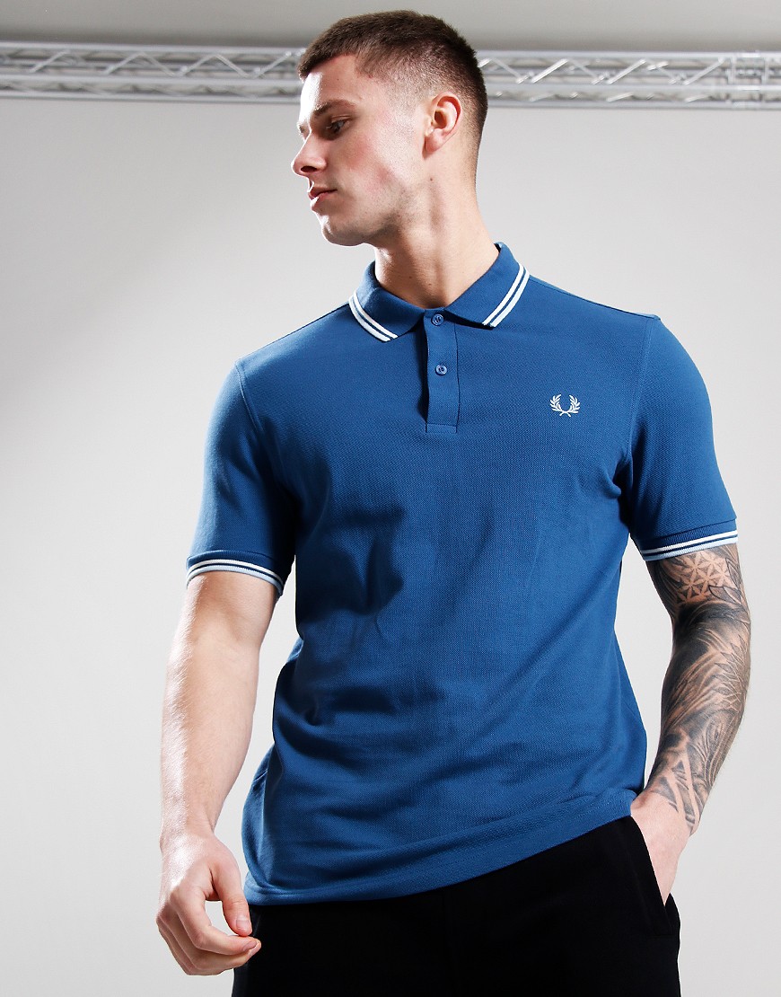 Fred Perry Twin Tipped Polo Shirt Midnight Blue/Ecru/Light Ice ...
