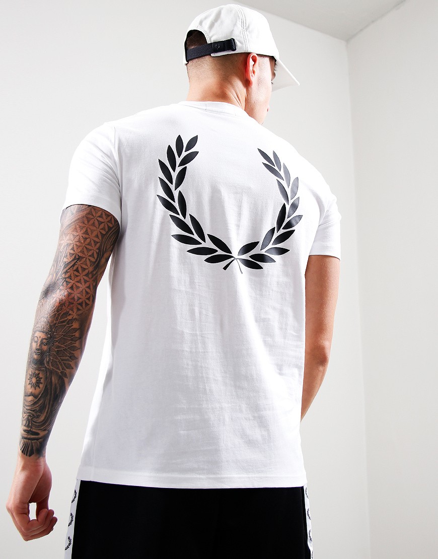 Fred Perry Back Graphic T-Shirt White - Terraces Menswear