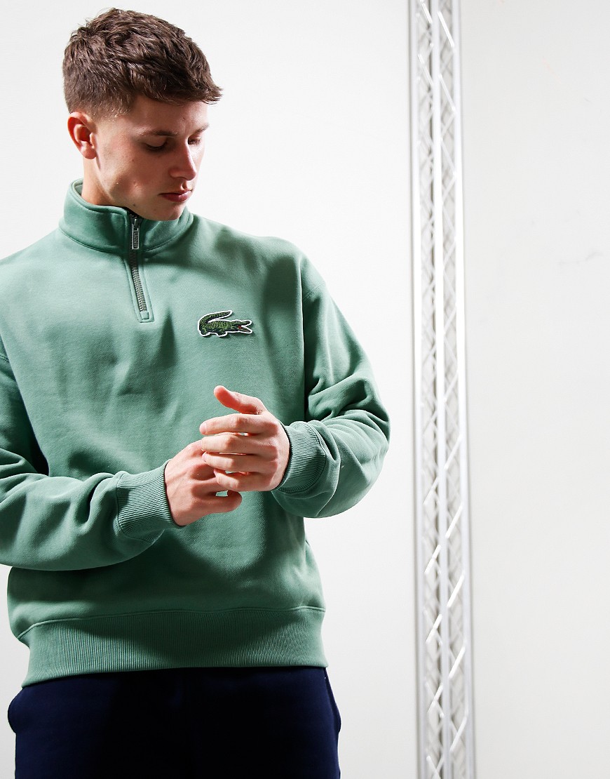 Lacoste Half Zip Largo Logo Sweat Ash Tree - Terraces Menswear