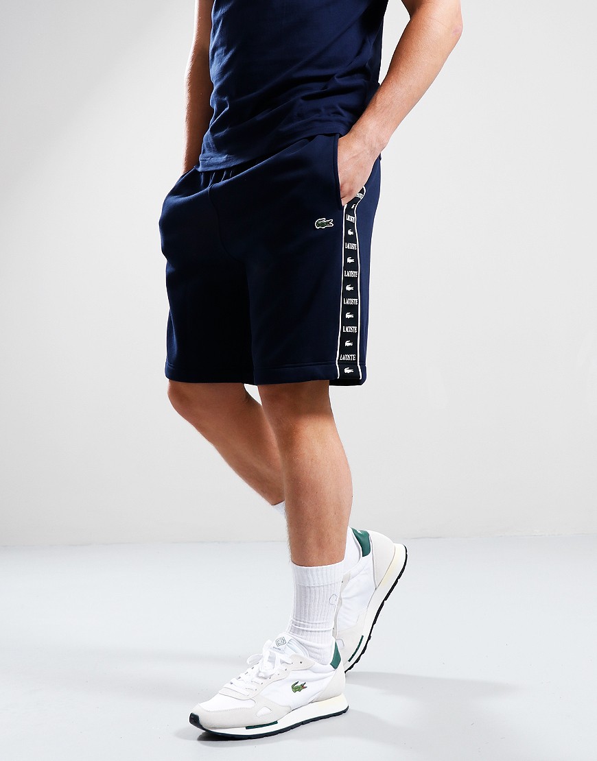 Lacoste Logo Stripe Short Navy Blue - Terraces Menswear