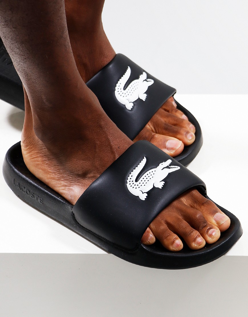 Lacoste Croco Slide Black/White - Terraces Menswear