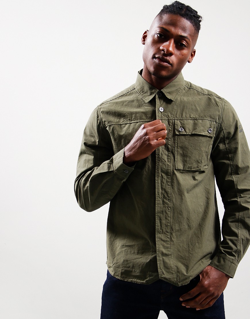 Left Hand Button Pocket Shirt Olive - Terraces Menswear