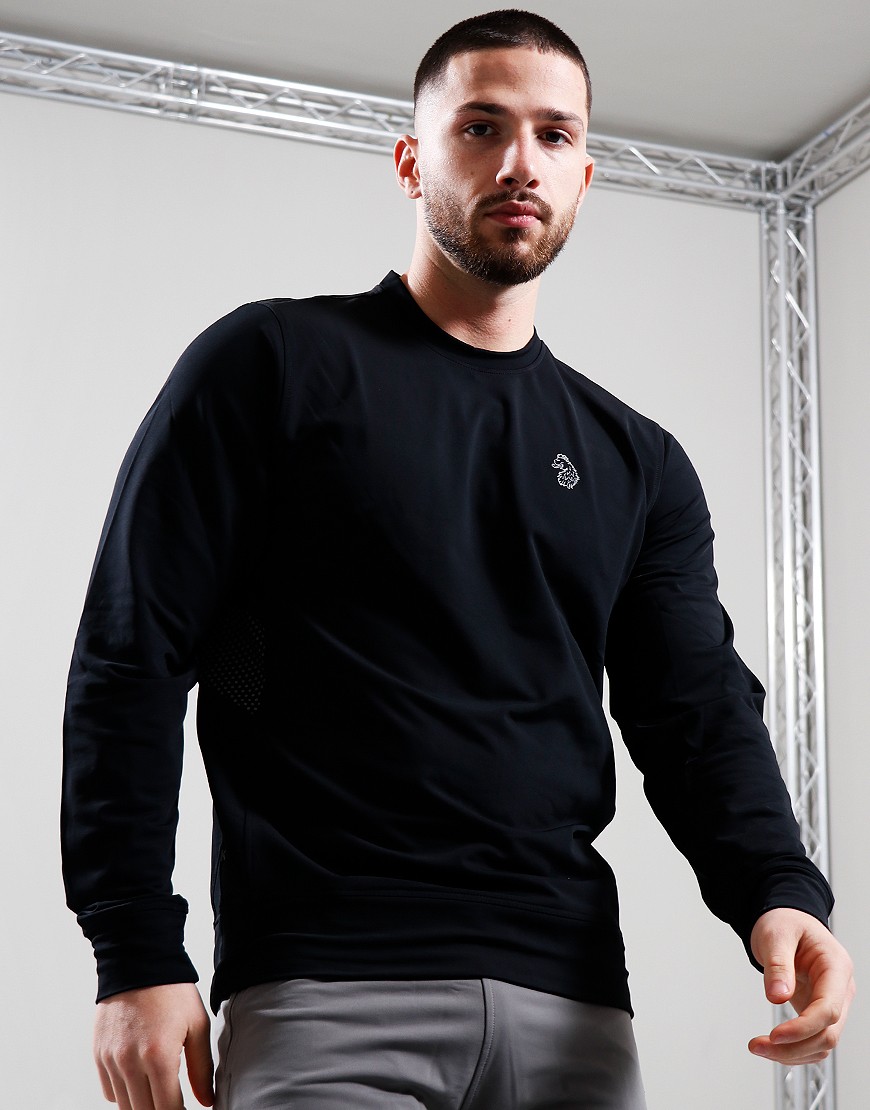 Luke 1977 Bulked Crew Sweat Jet Black - Terraces Menswear