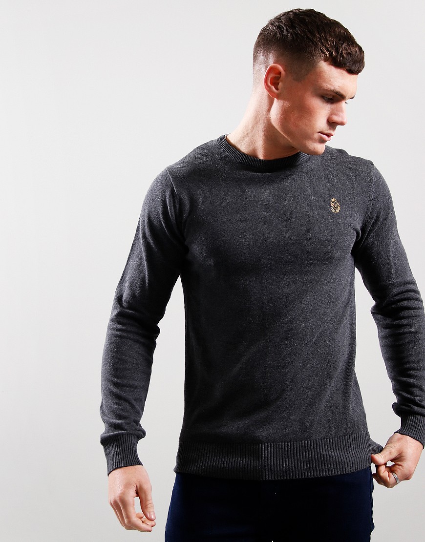 Luke 1977 Gerard 3 Crew Knit Charcoal - Terraces Menswear