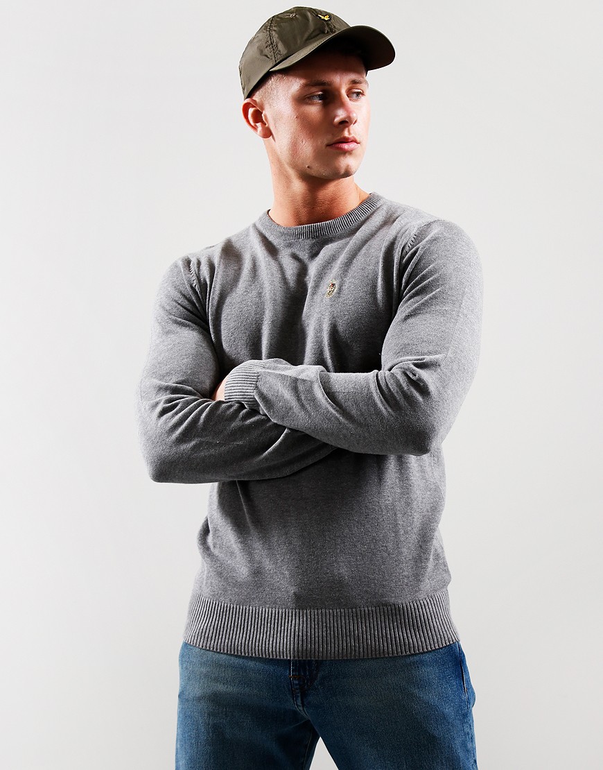 Luke 1977 Gerard 3 Crew Knit Mid Grey - Terraces Menswear