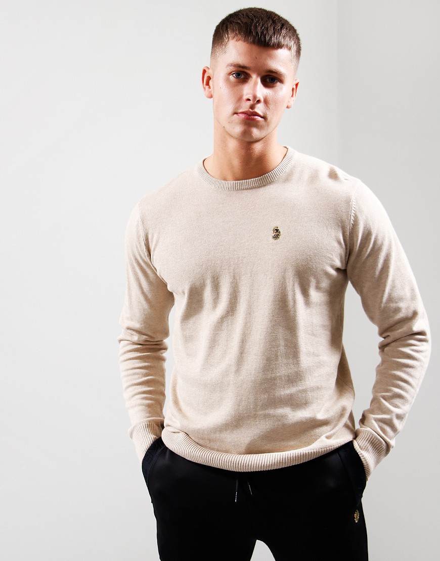 Luke 1977 Gerard 3 Crew Knit Stone - Terraces Menswear