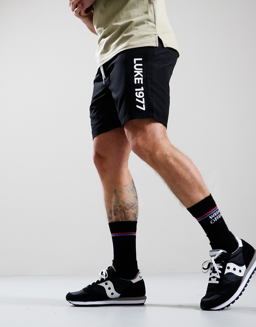 Luke 1977 Side On Swim Shorts Black - Terraces Menswear