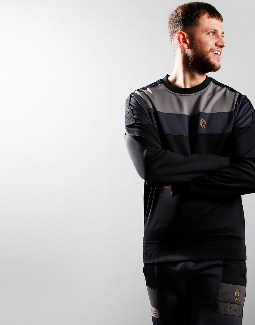 Luke 1977 Loki Colour Block Sweat Black - Terraces Menswear