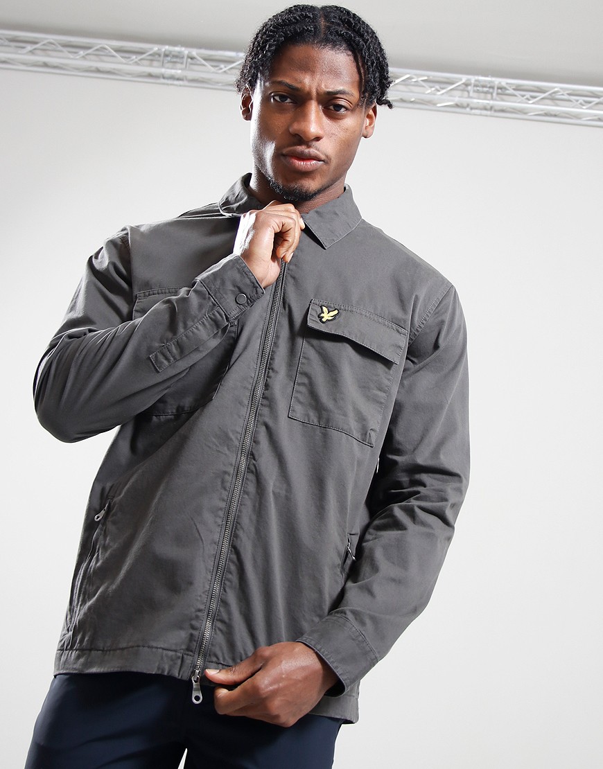 Lyle & Scott Cotton Twill Overshirt Gunmetal - Terraces Menswear