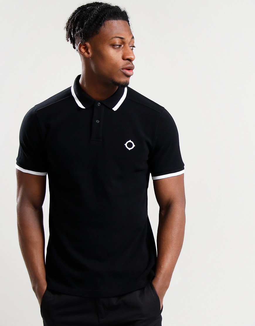 MA.Strum Block Tipped Polo Shirt Jet Black - Terraces Menswear
