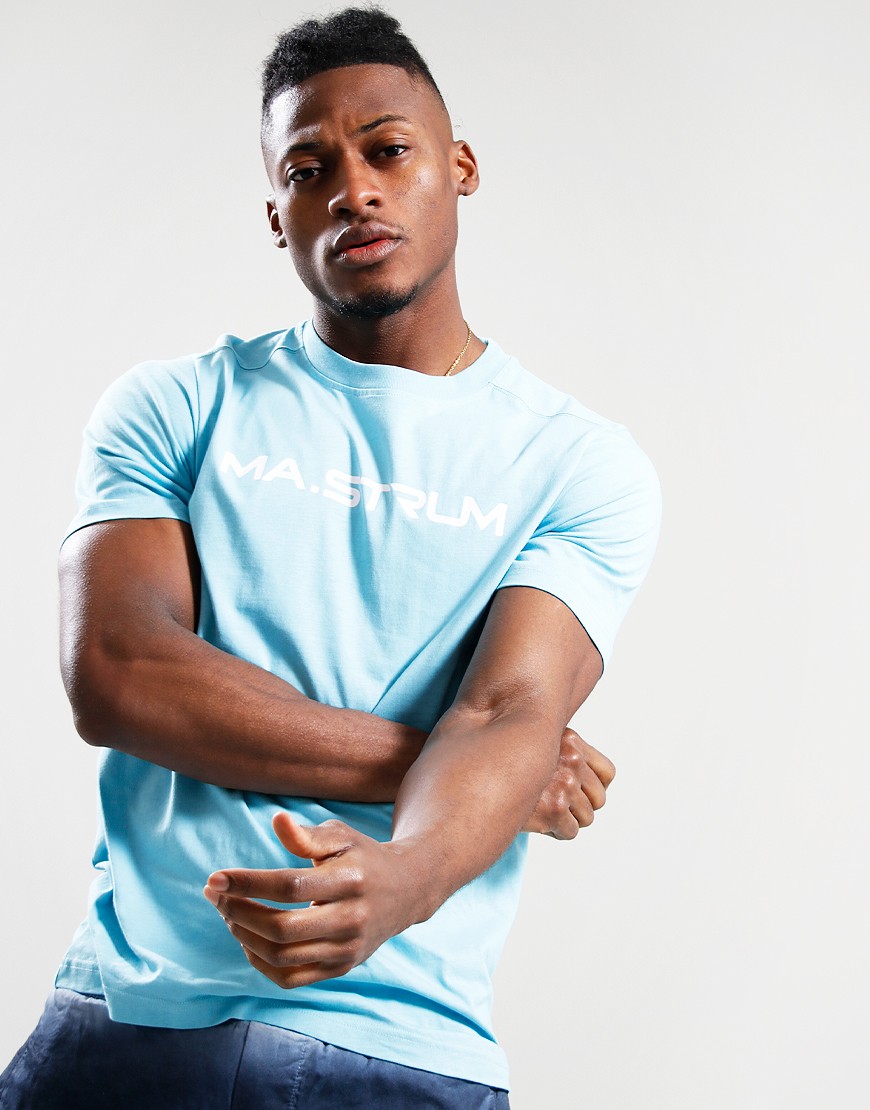 MA.Strum Chest Print T-shirt Sea Blue - Terraces Menswear