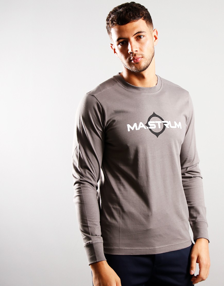 MA.Strum Long Sleeve Logo Tee Dark Slate - Terraces Menswear