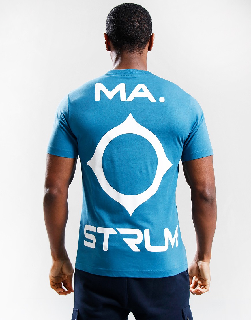 MA.Strum Oversized Back Logo Print T-Shirt Storm Blue - Terraces Menswear