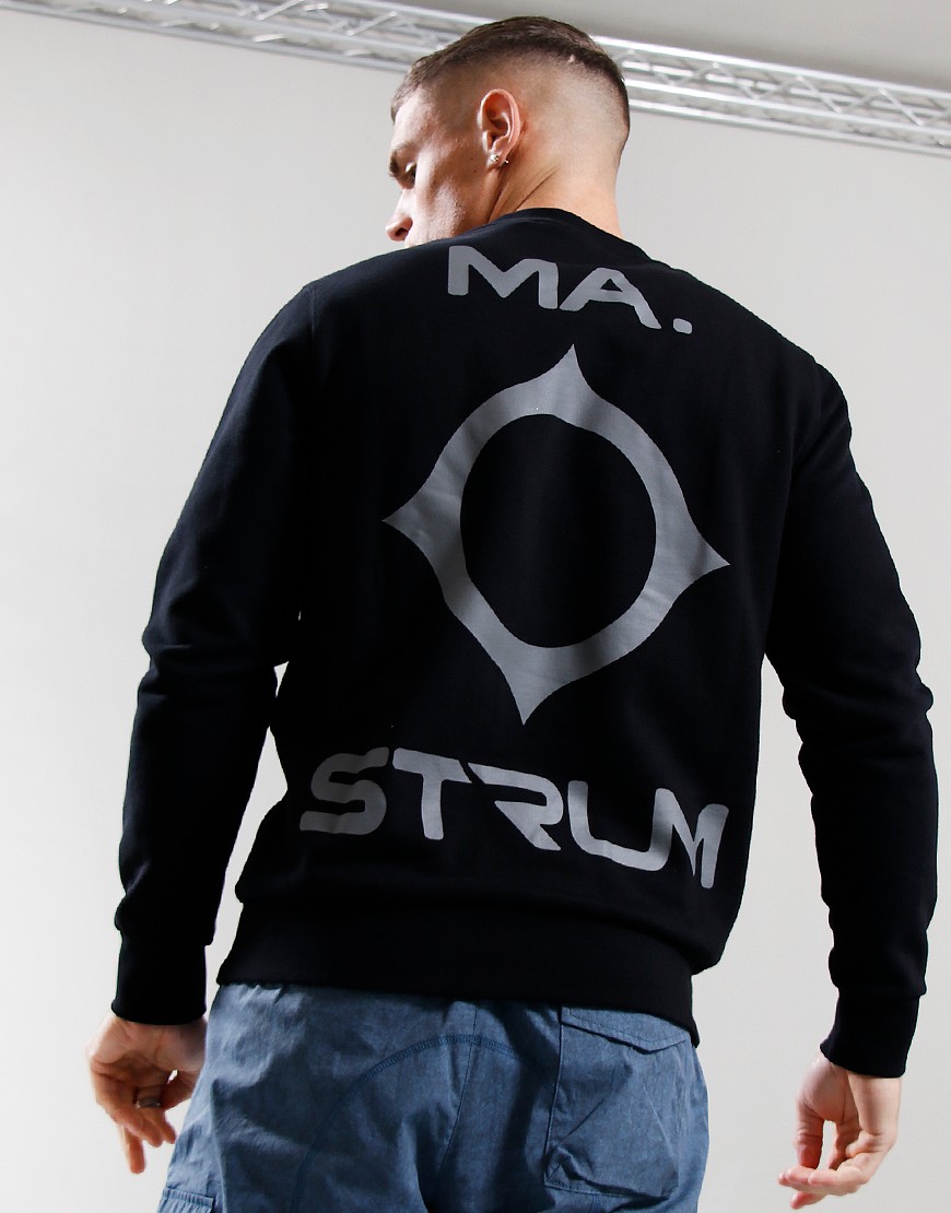 MA.Strum Back Logo Crew Sweat Jet Black - Terraces Menswear