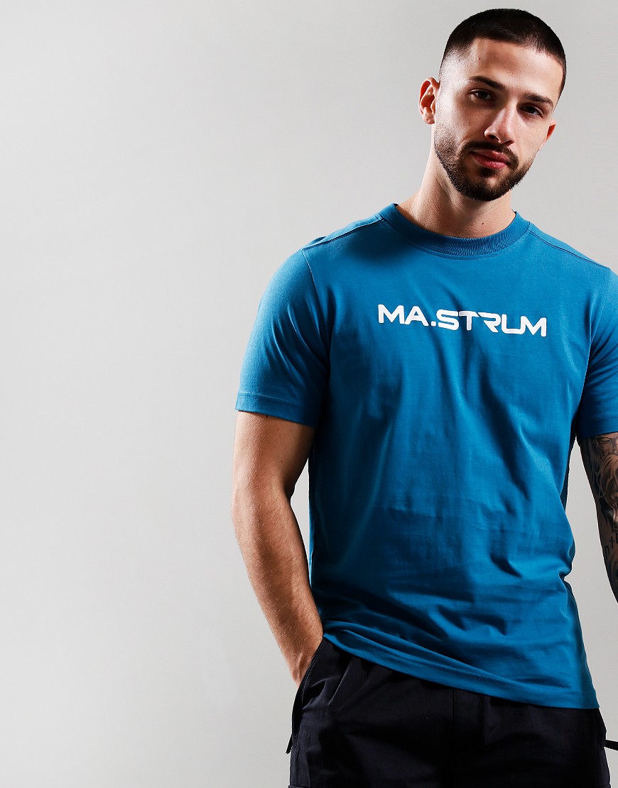 MA.Strum Chest Print T-Shirt Storm Blue - Terraces Menswear