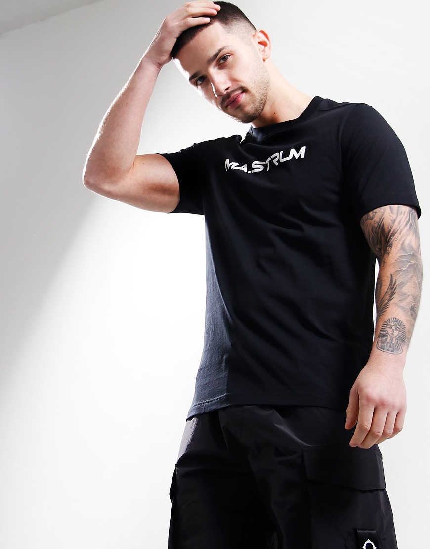 MA.Strum Chest Print T-Shirt Black - Terraces Menswear