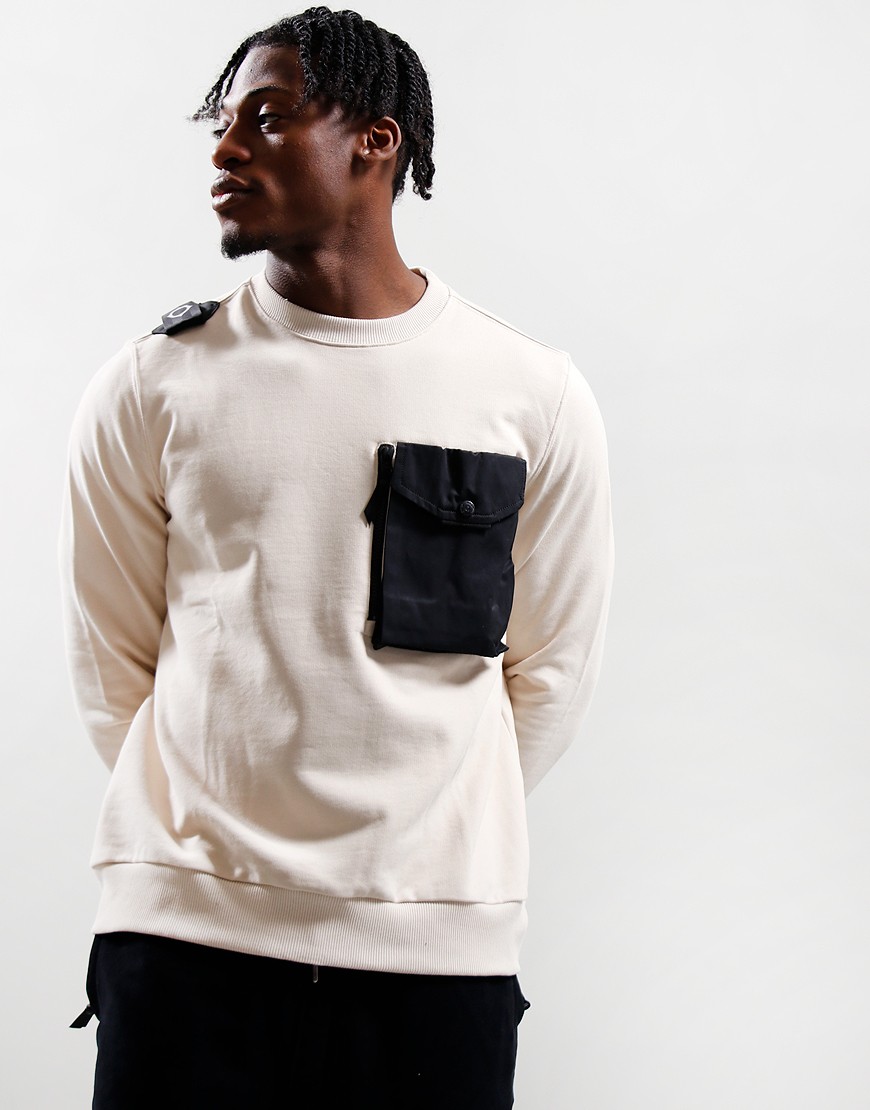 MA.Strum Detachable Pocket Crew Sweat Aluminium - Terraces Menswear