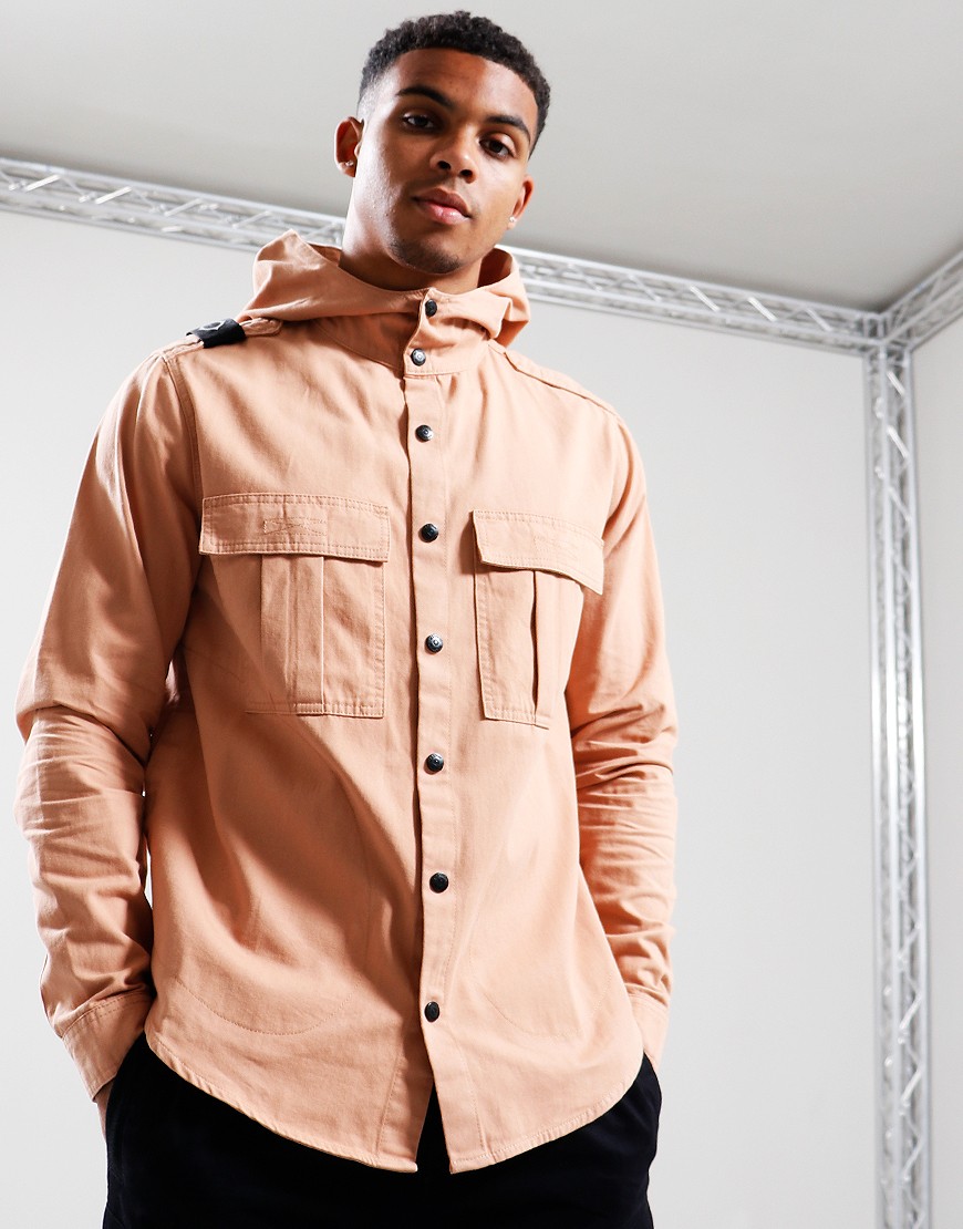 MA.Strum Hooded Parade Overshirt Army Brown - Terraces Menswear