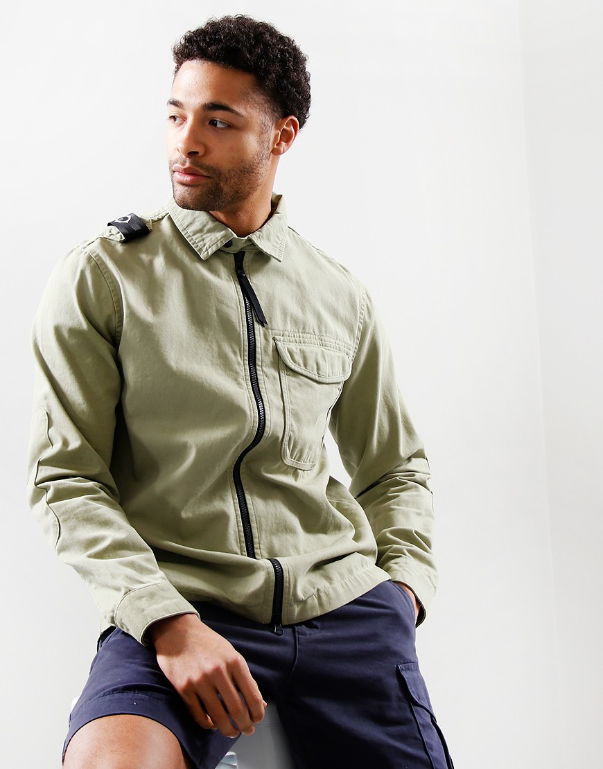MA.Strum Zip Front Overshirt Tea - Terraces Menswear