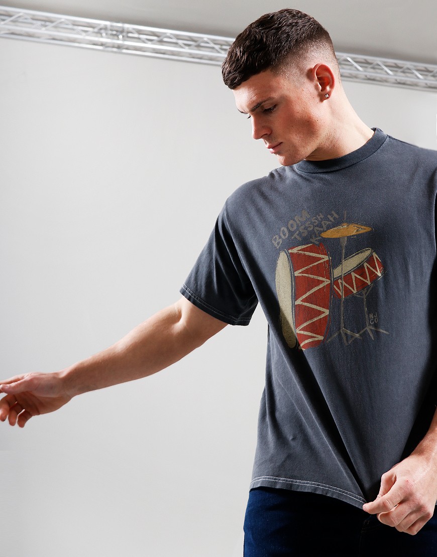 Nudie Jeans Co. Koffe Trummor T-Shirt Anthracite - Terraces Menswear