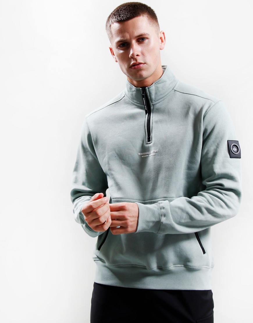 Marshall Artist Siren 1/4 Zip Sweat Oxide Green - Terraces Menswear