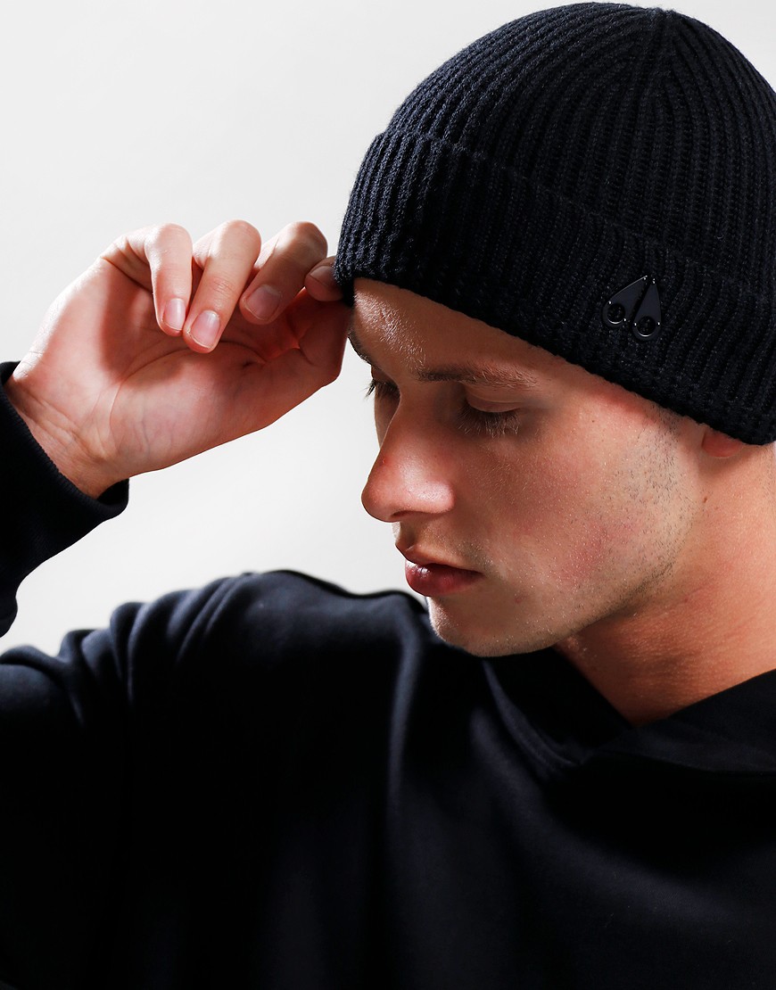 Moose Knuckles Trimble Skull Beanie Hat Black - Terraces Menswear