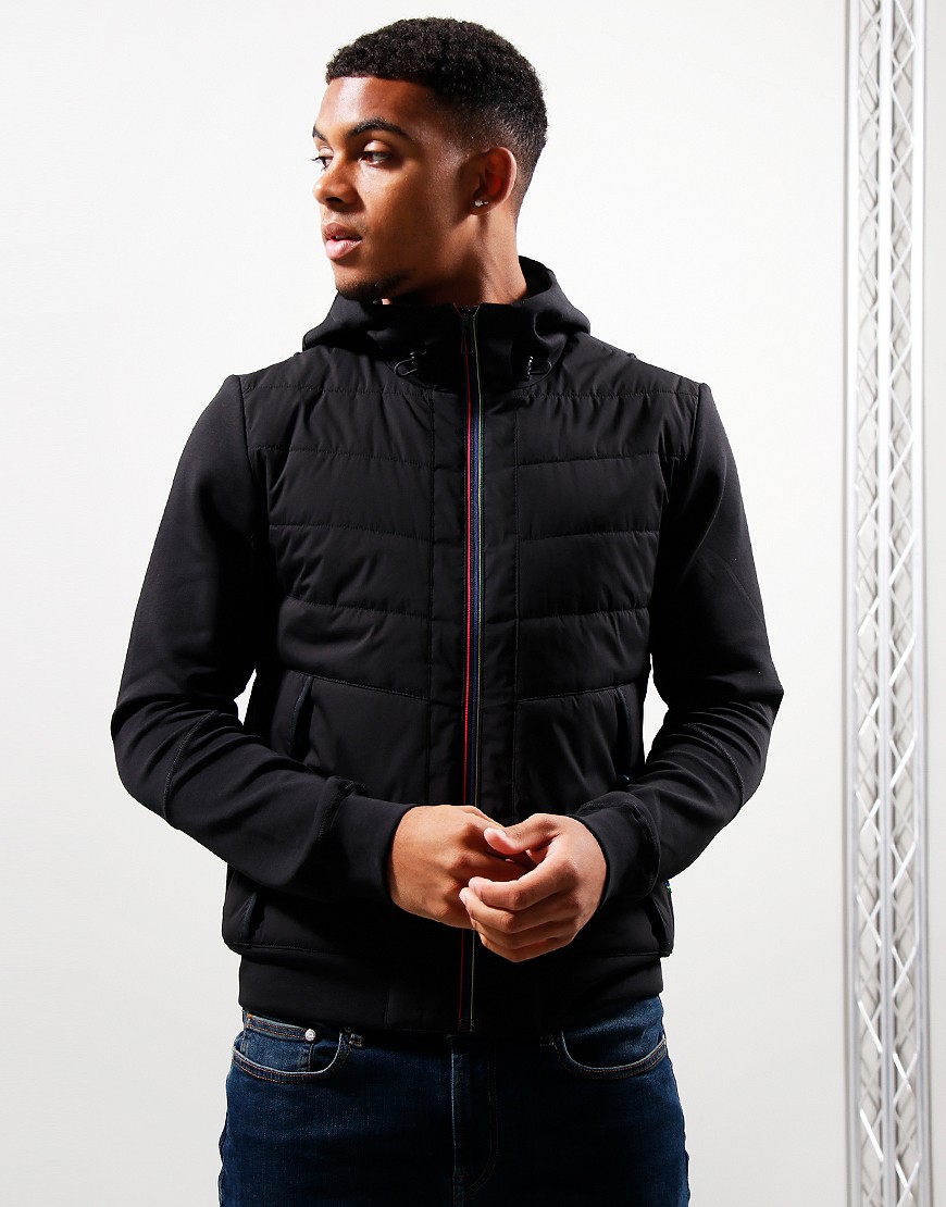 Paul Smith Hooded Mixed Media Jacket 79 Black - Terraces Menswear
