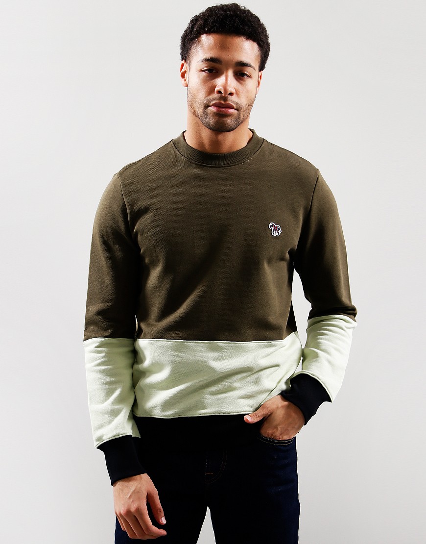 Paul Smith Regular Fit Zebra Crew Sweat 36B Olive Green - Terraces Menswear