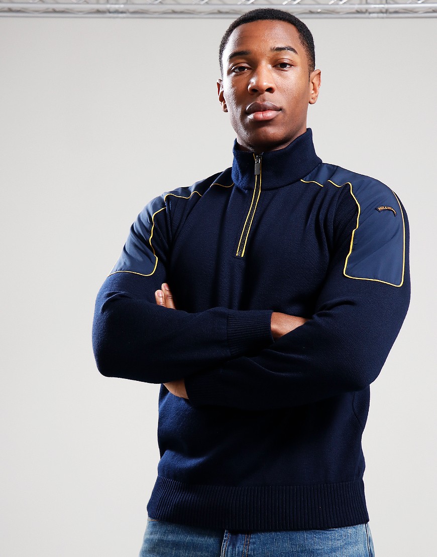 Paul & Shark Wool Half Zip Knit Navy - Terraces Menswear