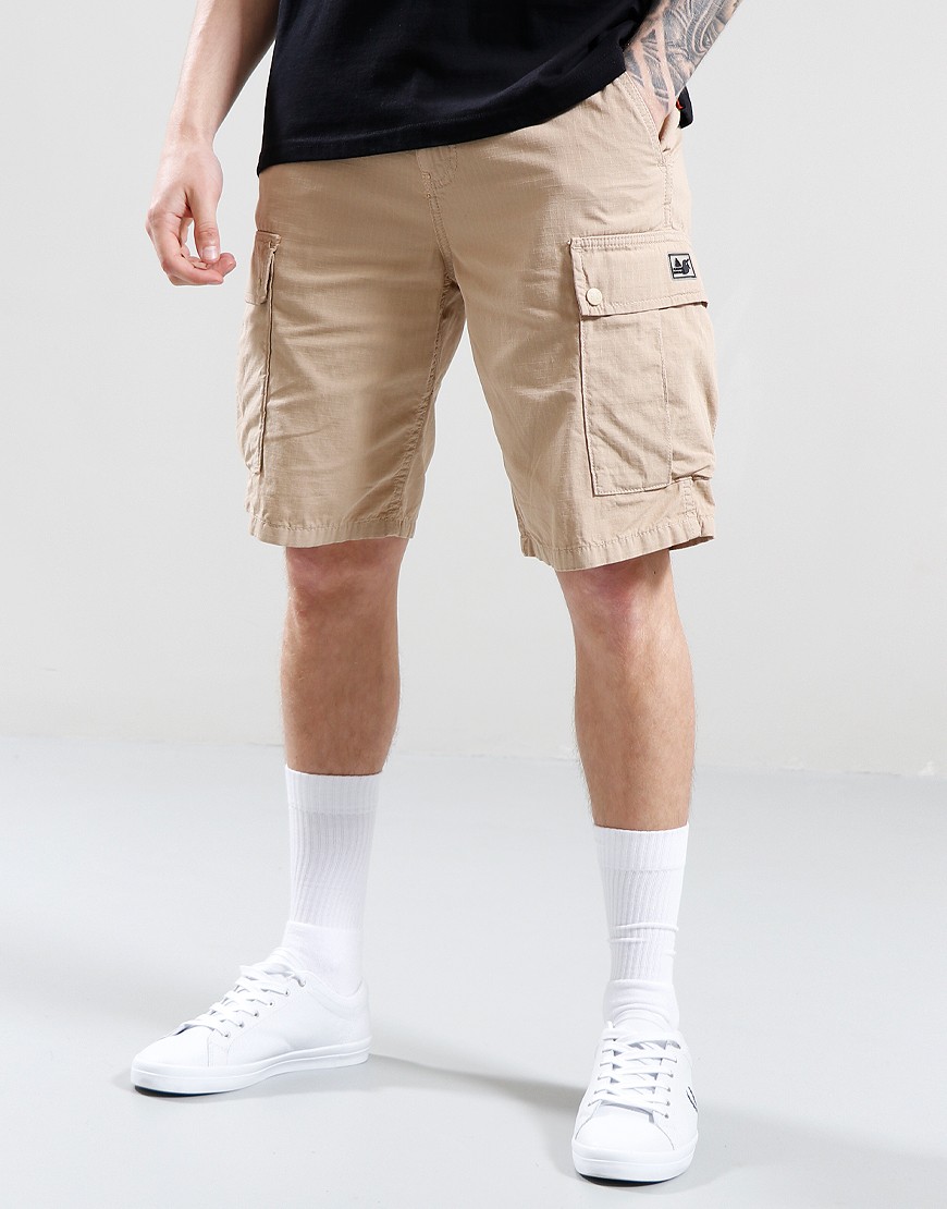 Peaceful Hooligan Container Cargo Shorts Stone - Terraces Menswear