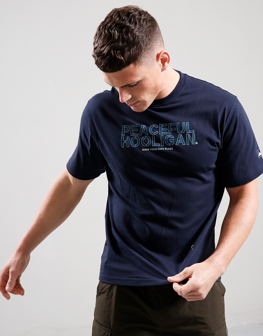 Peaceful Hooligan DPM Patton Logo T-shirt Navy - Terraces Menswear