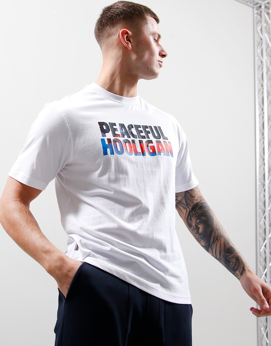 Peaceful Hooligan Goal Kick T-shirt White - Terraces Menswear