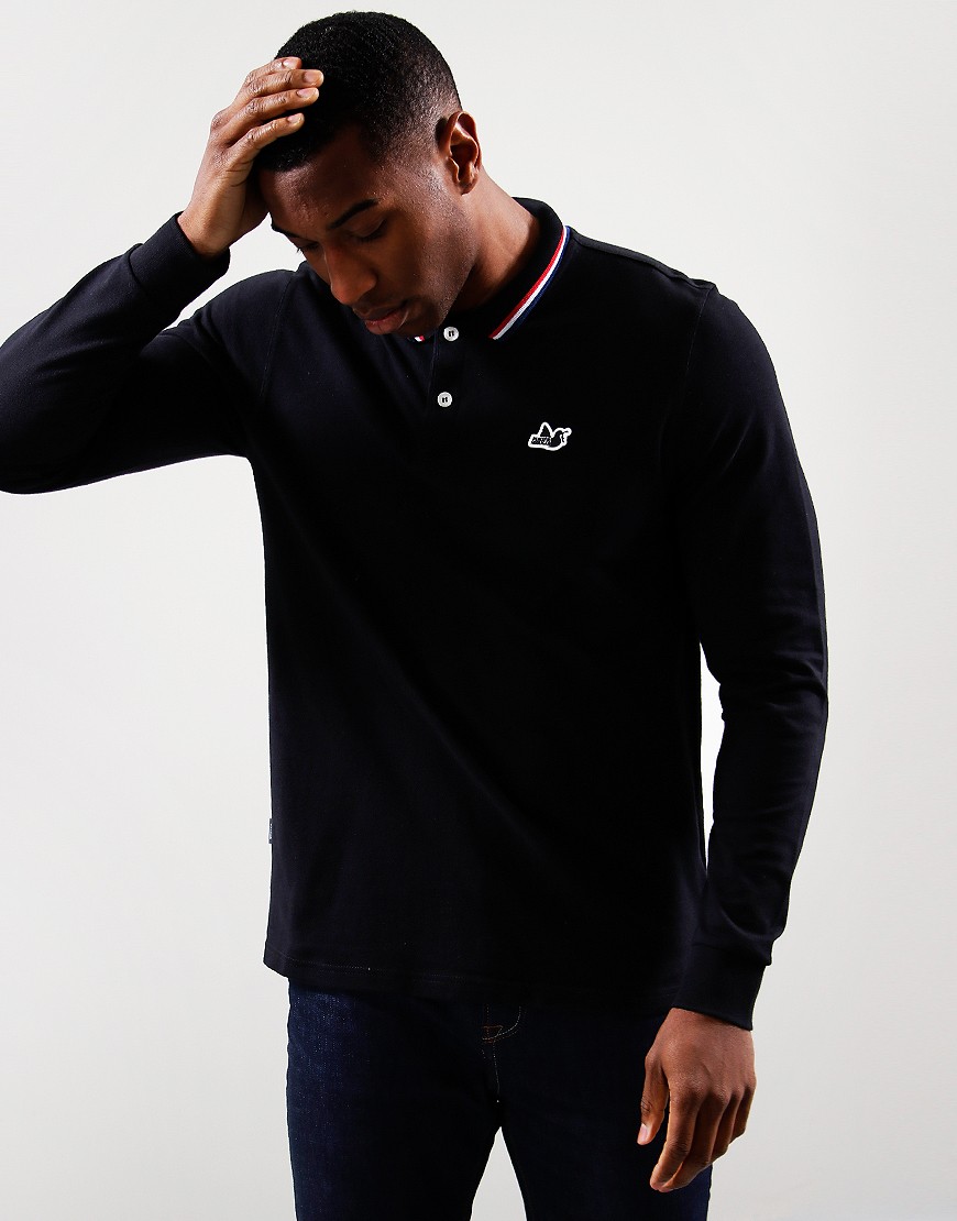 Peaceful Hooligan Peak Long Sleeve Polo Shirt Black - Terraces Menswear