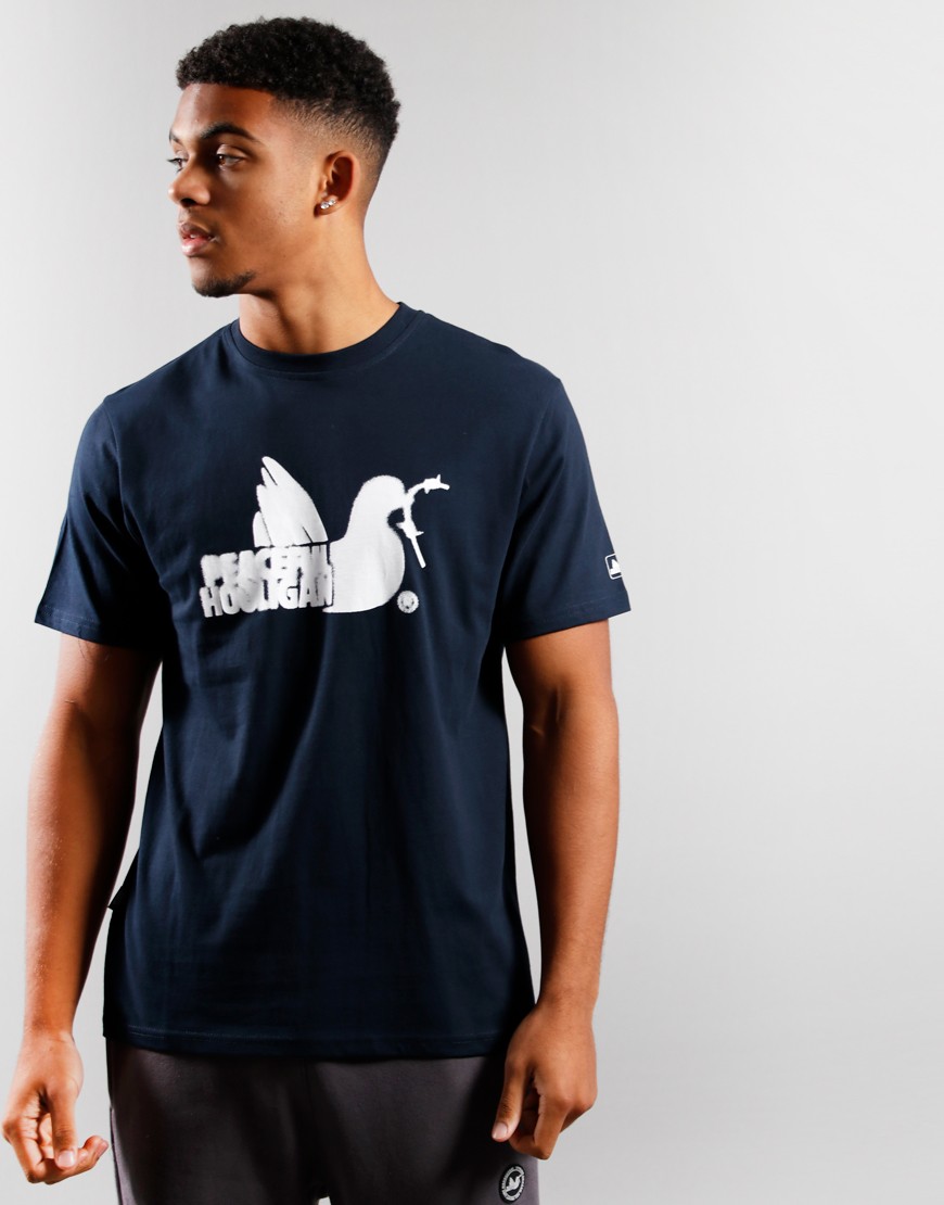 Peaceful Hooligan Sprayed T-Shirt Navy - Terraces Menswear
