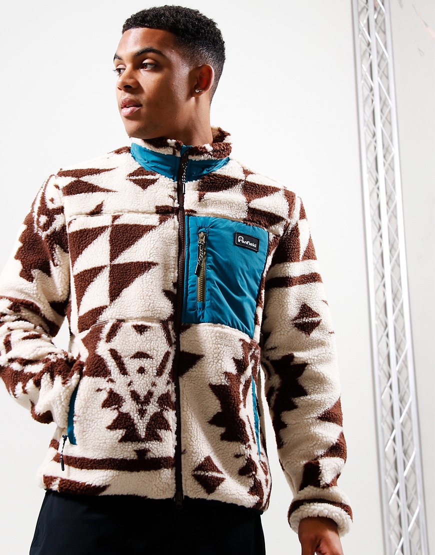 Penfield Geo Print Mattawa Fleece Vest Chocolate - Terraces Menswear