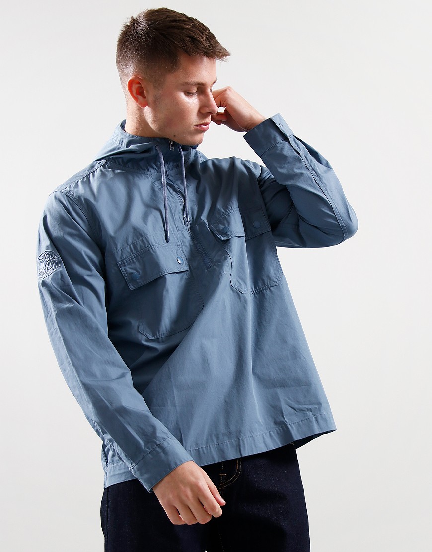 Pretty Green Larman Smock Overshirt Blue - Terraces Menswear