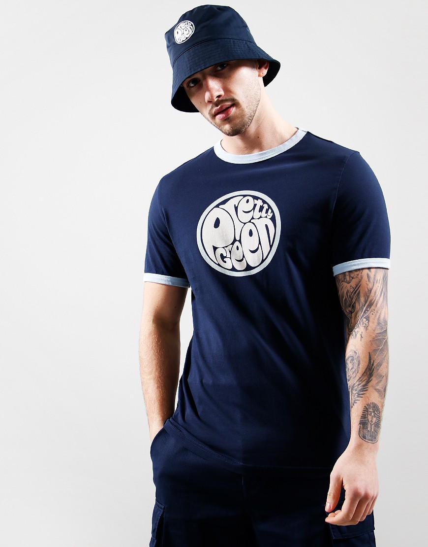 Pretty Green Tilby Print Logo T-Shirt Navy - Terraces Menswear
