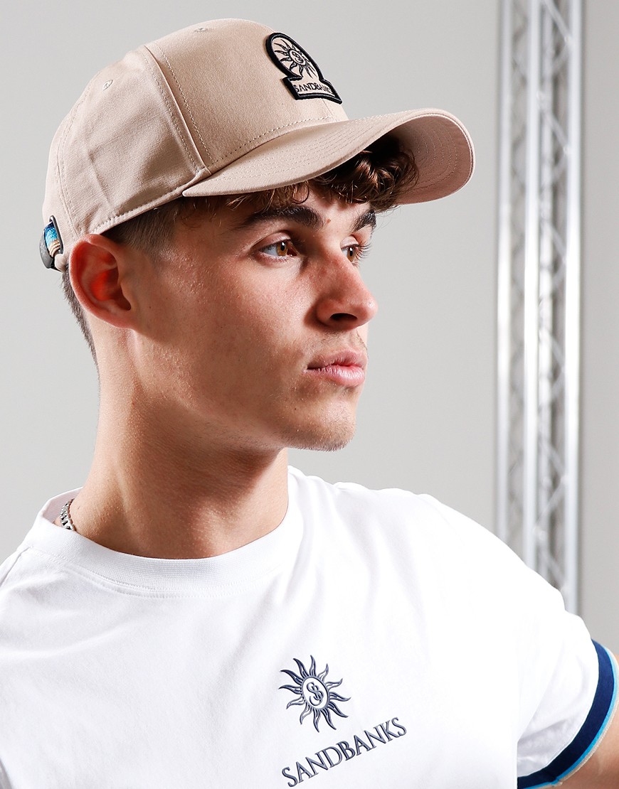 Sandbanks Badge Logo Cap Oat - Terraces Menswear