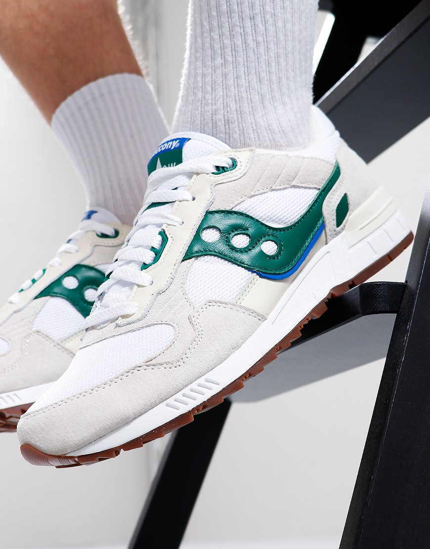 Saucony Shadow 5000 Trainers White/Green - Terraces Menswear