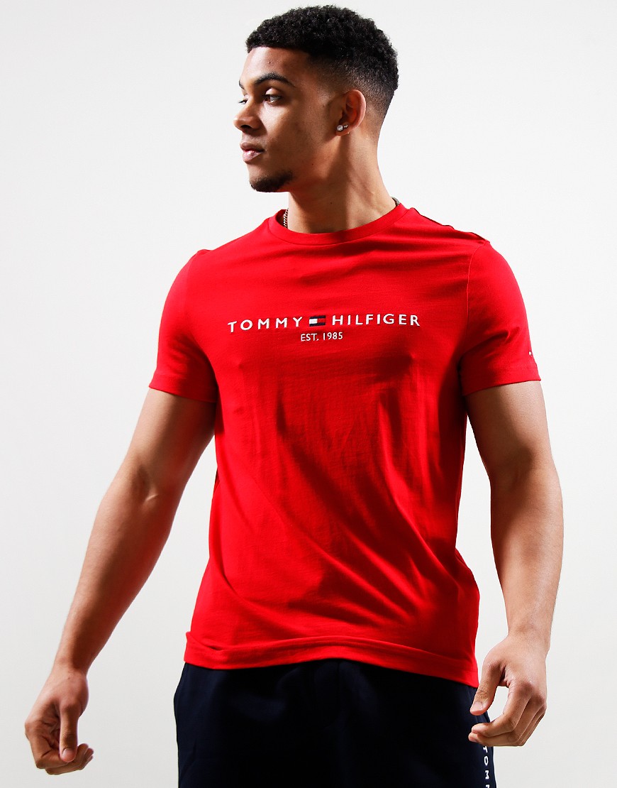 Tommy Hilfiger Logo T-Shirt Primary Red - Terraces Menswear